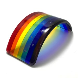 Custom CREMAINS Fused Glass Rainbow Bridge, Small Memorial Rainbow ...
