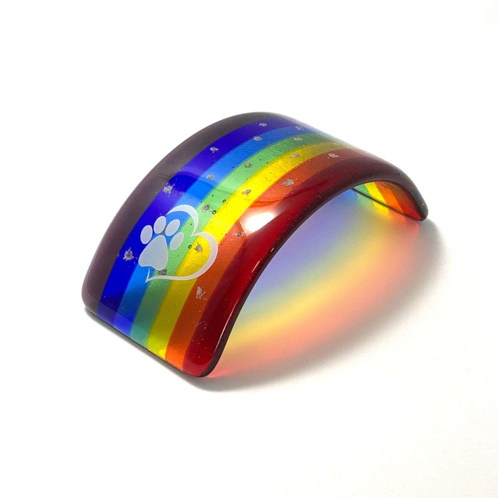 Custom CREMAINS Fused Glass Rainbow Bridge, Small Memorial Rainbow ...