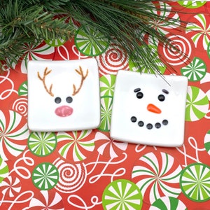 Fused Glass Snowman or Reindeer Trinket Dish, Character Christmas Plate ...