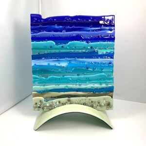 Fused Glass Ocean & Beach Display, Glass Seascape, Water; Fused Glass ...