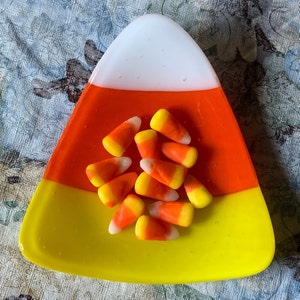 Candy Corn Candy Dish, Fused Glass Candy Dish Fall Decor - Etsy