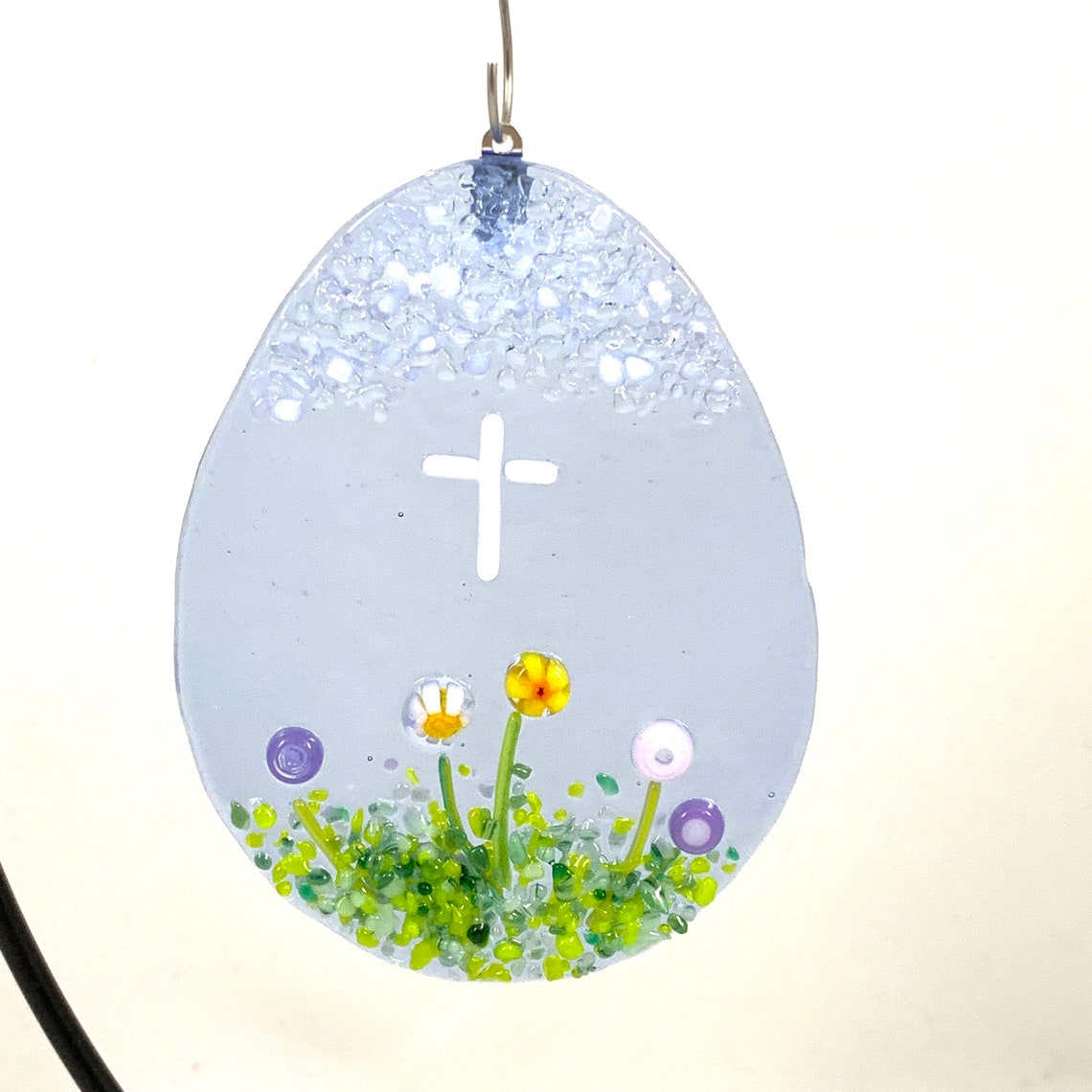 Fused Glass Easter Ornaments, Easter Egg Suncatcher, Easter Egg Art ...