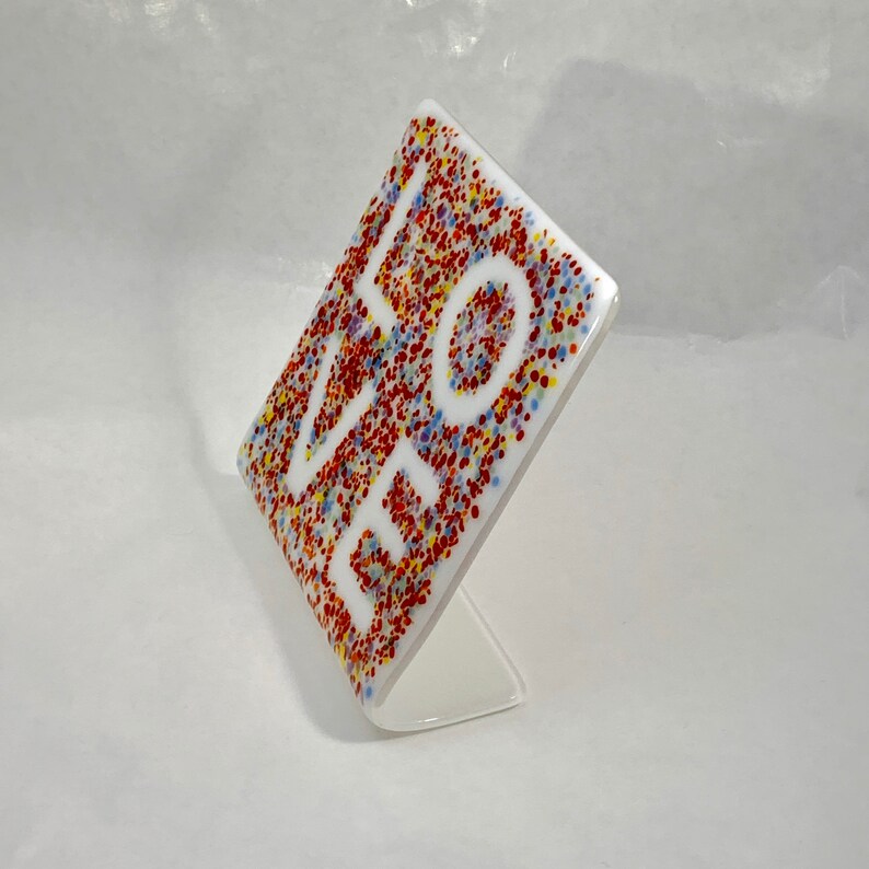 LOVE Fused Glass Art, Free Standing Glass Display, Valentine Gift ...