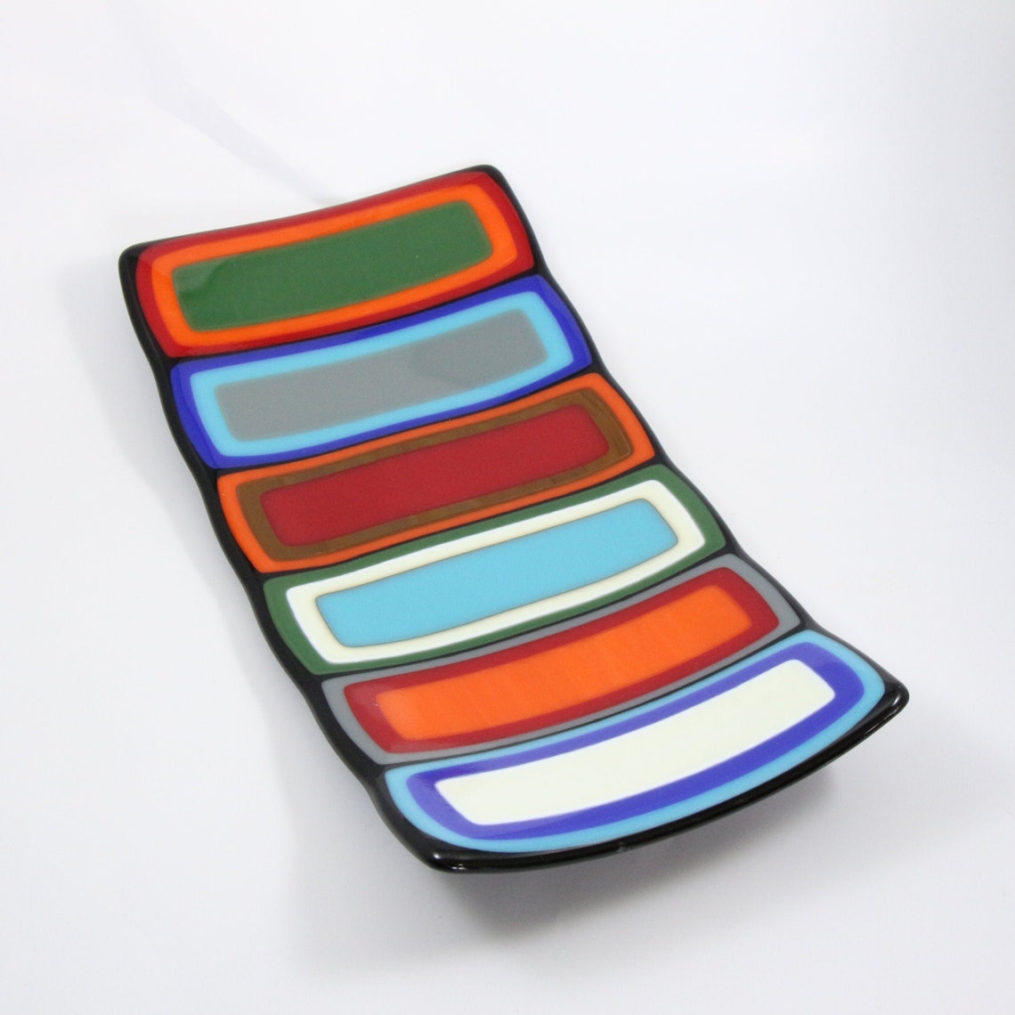 Colorful Layered Rectangles Platter Fused Glass Plate - Etsy UK