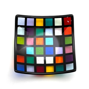 Windows Large Fused Glass Plate, Rainbow Colors Fused Glass Art Bowl ...