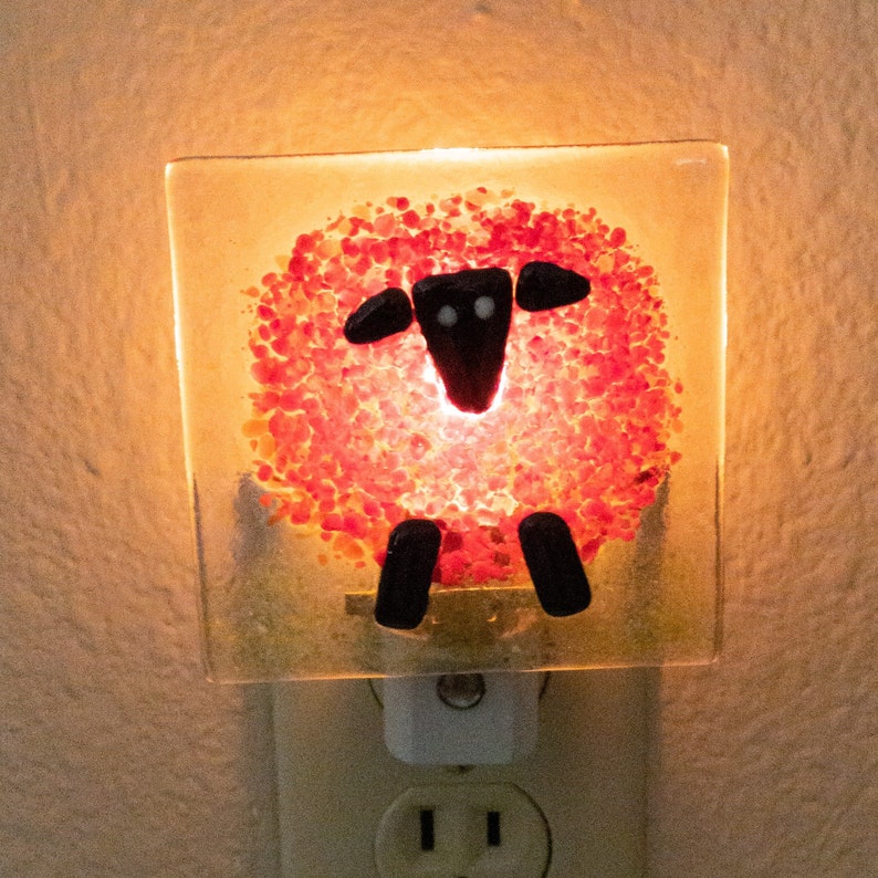 Lamb Night Light Fused Glass Nightlights Decor for Children | Etsy