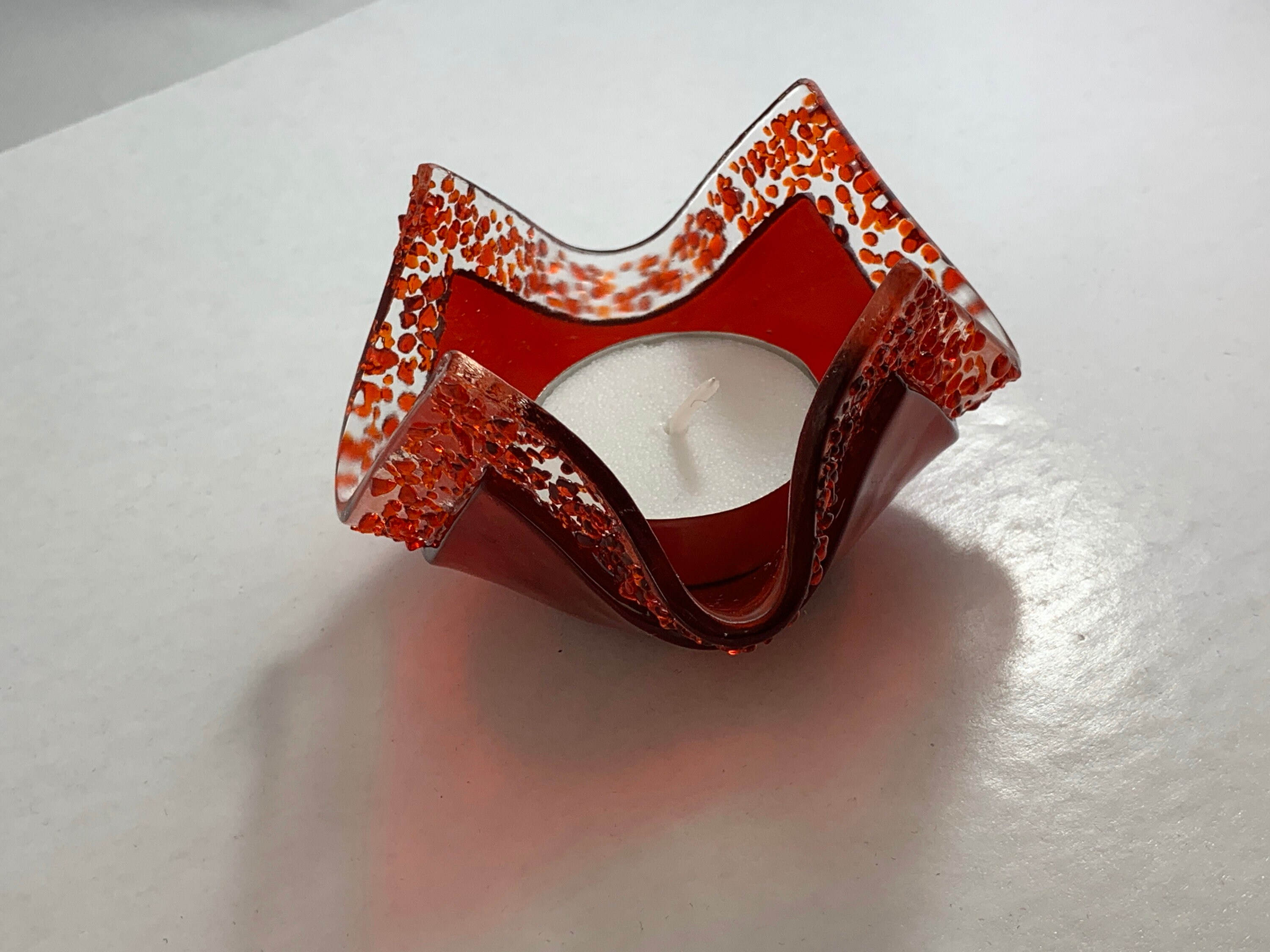 Fused Glass Tea Light Holder Multicolored Candle Holder | Etsy