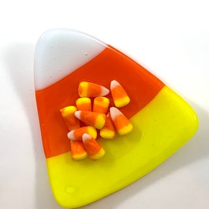 Candy Corn Candy Dish, Fused Glass Candy Dish Fall Decor - Etsy