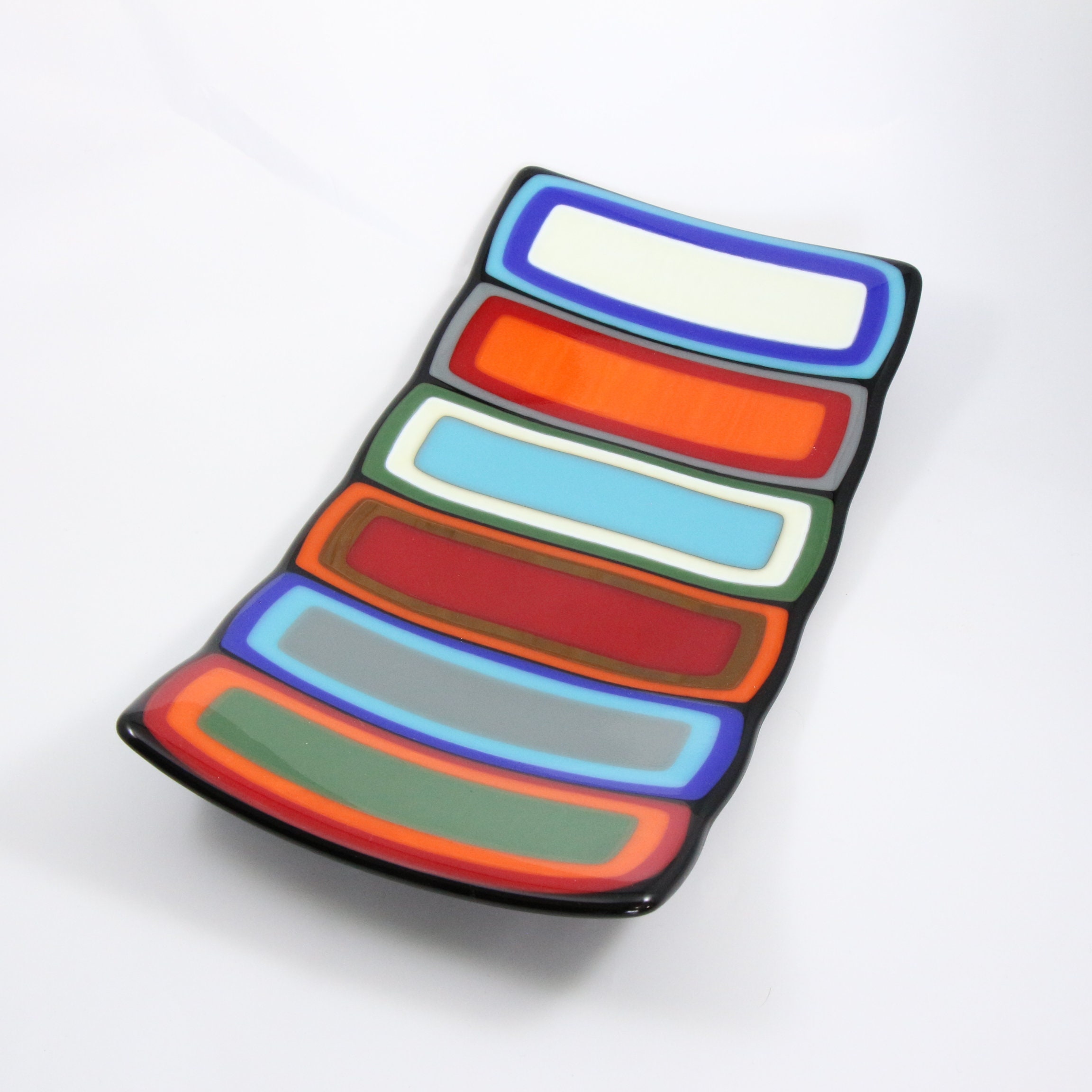 Colorful Layered Rectangles Platter Fused Glass Plate - Etsy UK