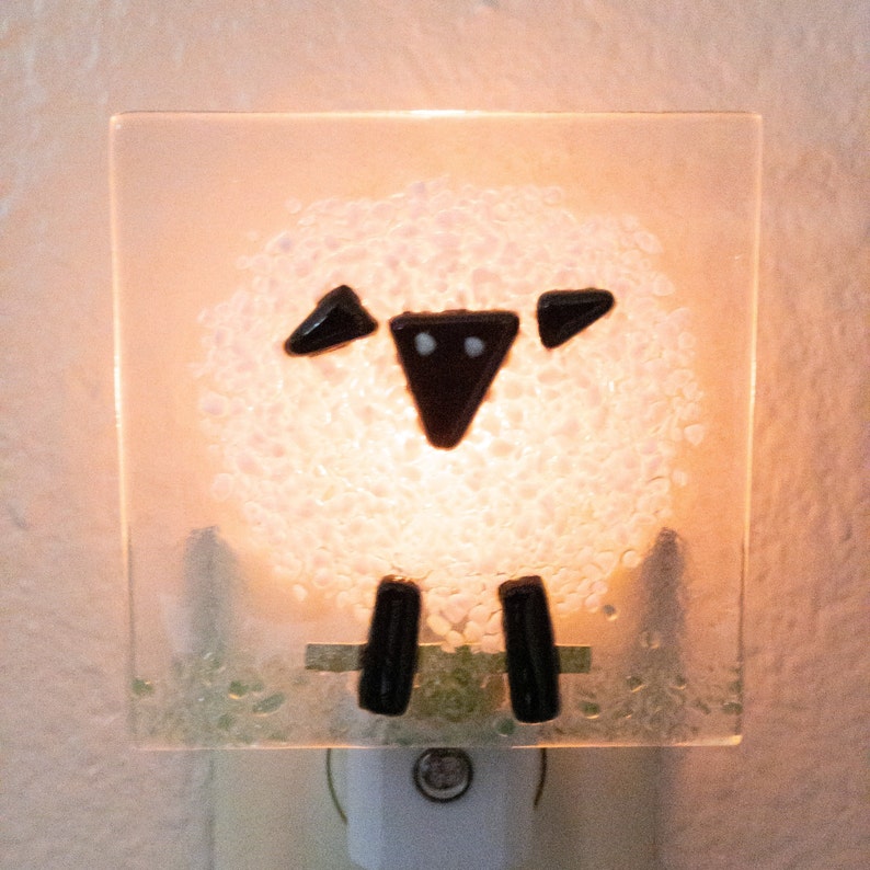 Lamb Night Light Fused Glass Nightlights Decor for Children | Etsy