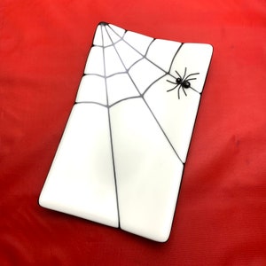 Fused Glass Spider Web Platter, Halloween Decor, Glass Spider Plate ...