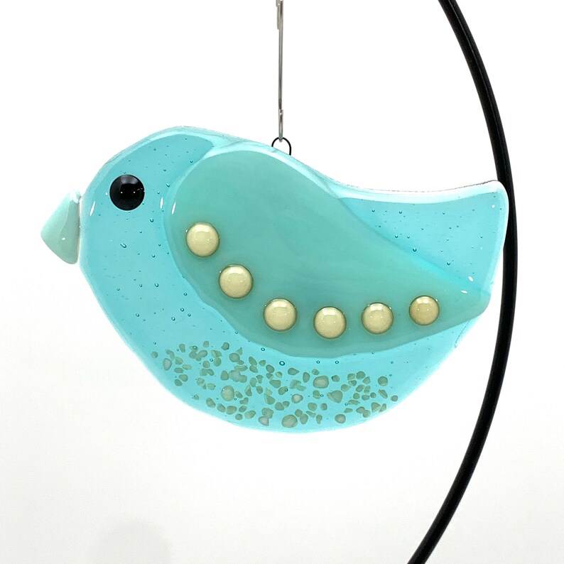 Fused Glass Bird Suncatcher, Ornament, Art Glass Bird Christmas ...