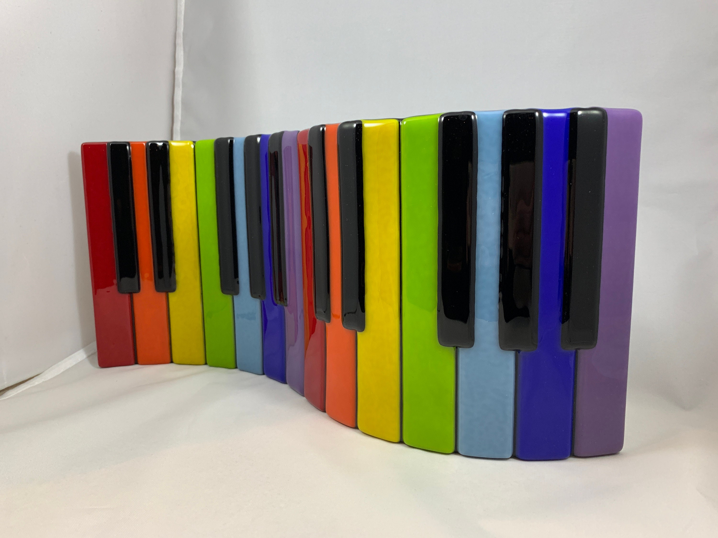 Rainbow Fused Glass Piano Keyboard Large Piano Fused Glass | Etsy