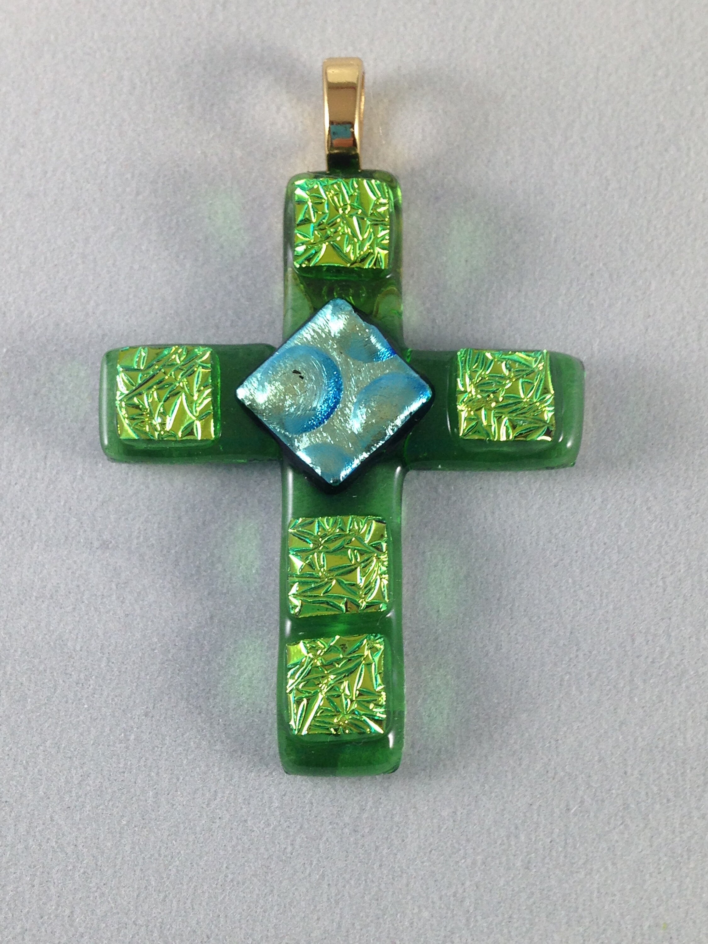 Dichroic Glass Cross Large Cross Necklace Dichroic Glass | Etsy