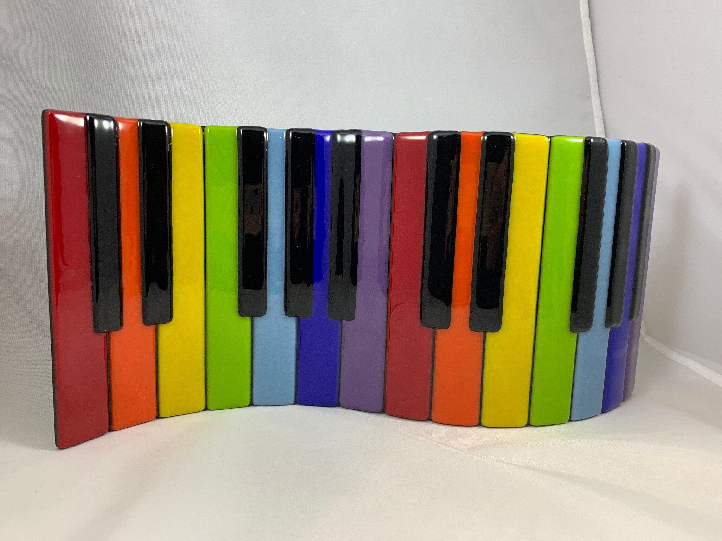 Rainbow Fused Glass Piano Keyboard Large Piano Fused Glass | Etsy