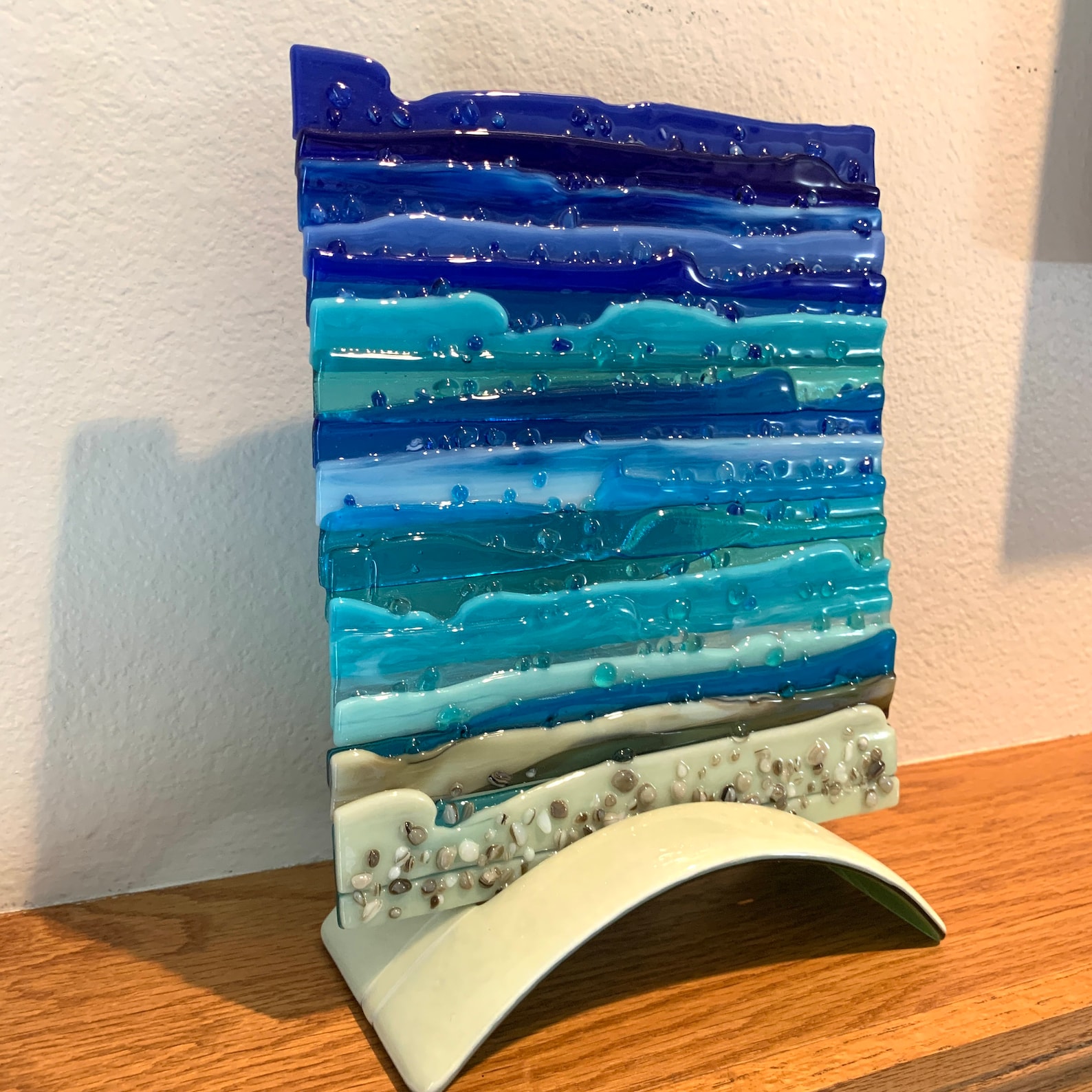 Fused Glass Ocean & Beach Display, Glass Seascape, Water; Fused Glass ...