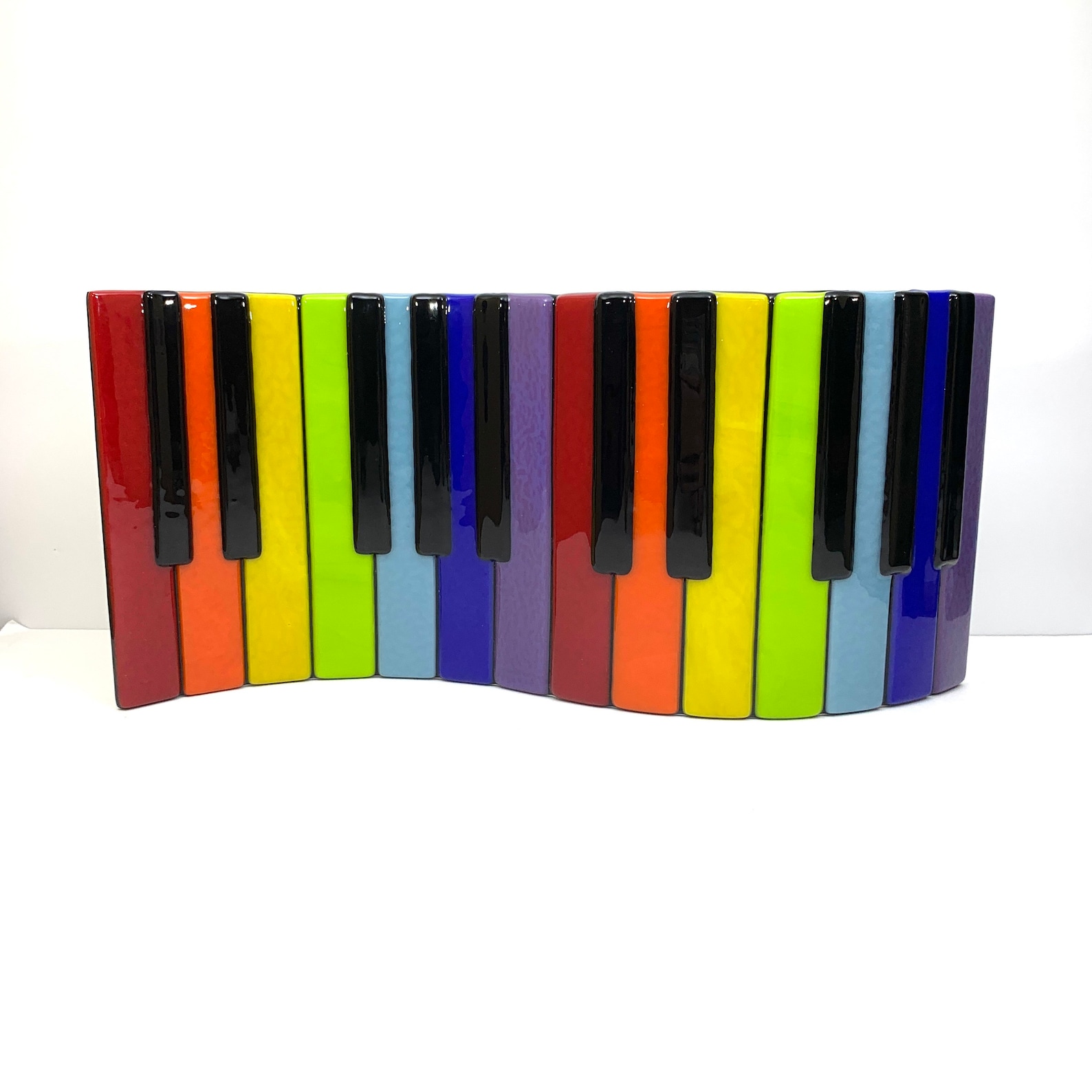 Rainbow Fused Glass Piano Keyboard Large Piano Fused Glass - Etsy