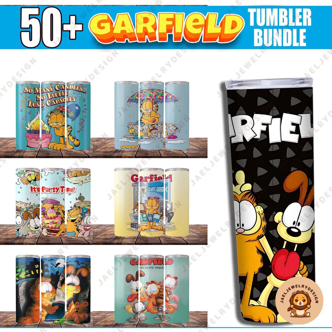 50 Garfield Tumbler Bundle, Cartoon Tumbler 20oz Skinny Sublimation ...