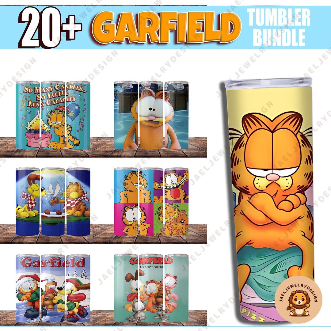 25 Garfield Tumbler Bundle, Cartoon Tumbler 20oz Skinny Sublimation ...