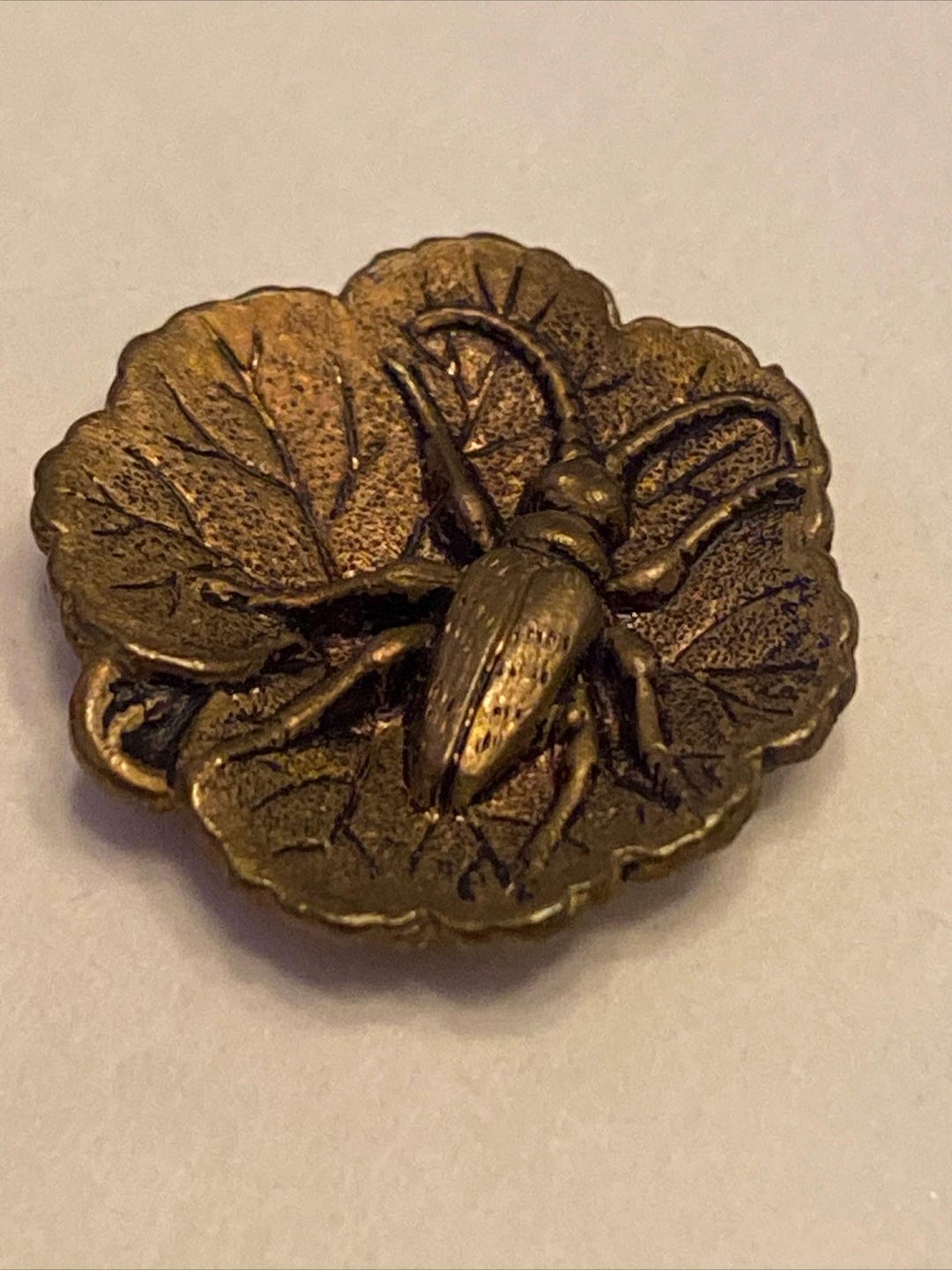 Antique Bettle Button, Insect Button, Antique Geranium Leaf Button, Art ...