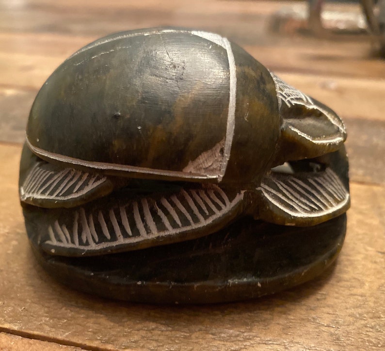 Vintage Egyptian Scarab Beetle Soapstone Paperweight Office - Etsy