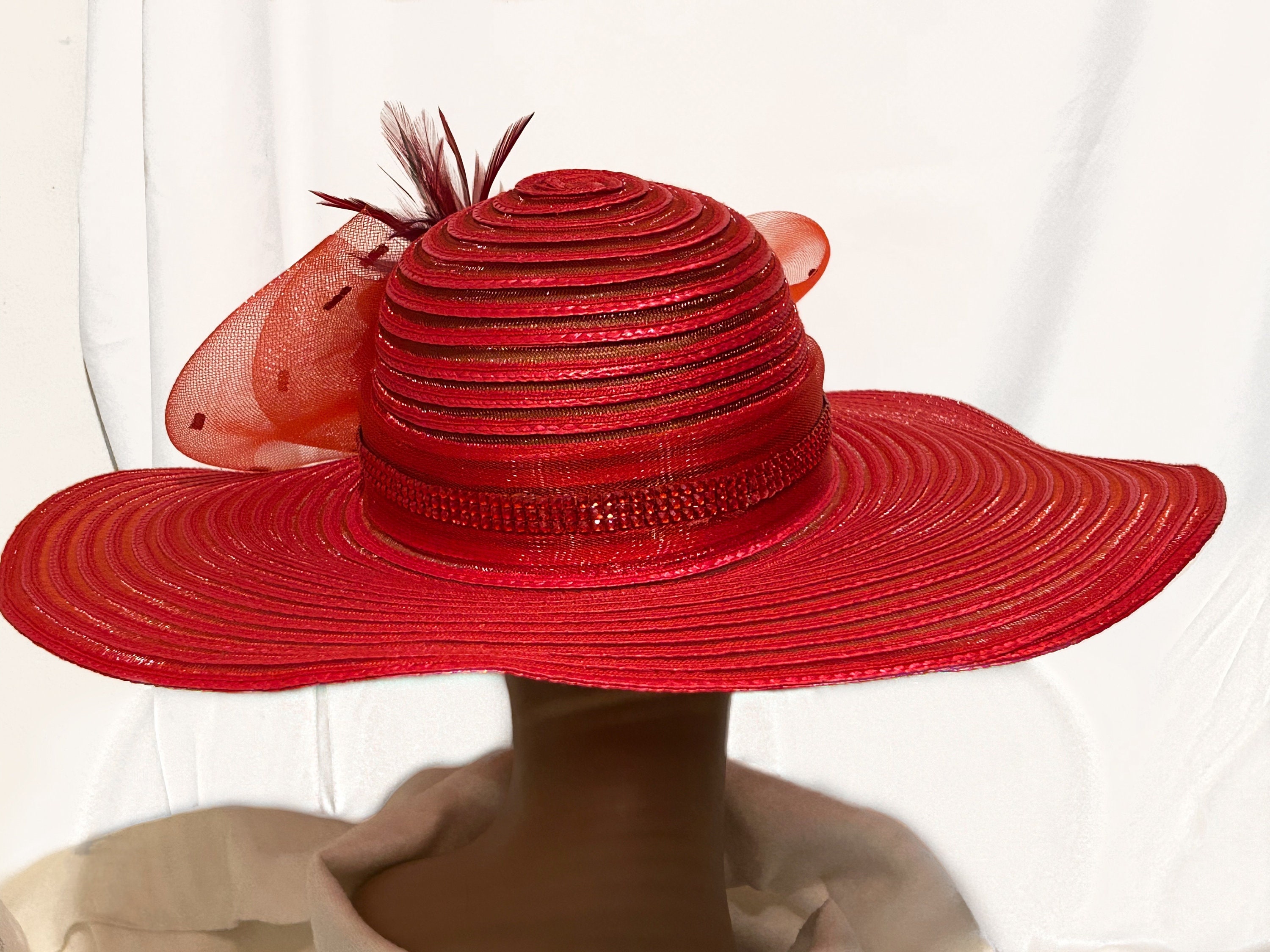 Easter Sunday Custom Red Long Brim Hat| Black Hat | Derby Hat | Church ...