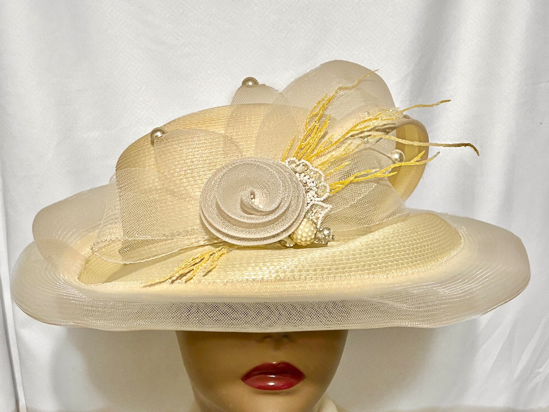 Easter Sunday Custom Hat| Yellow | Derby| Church Hat| Fancy Hat ...