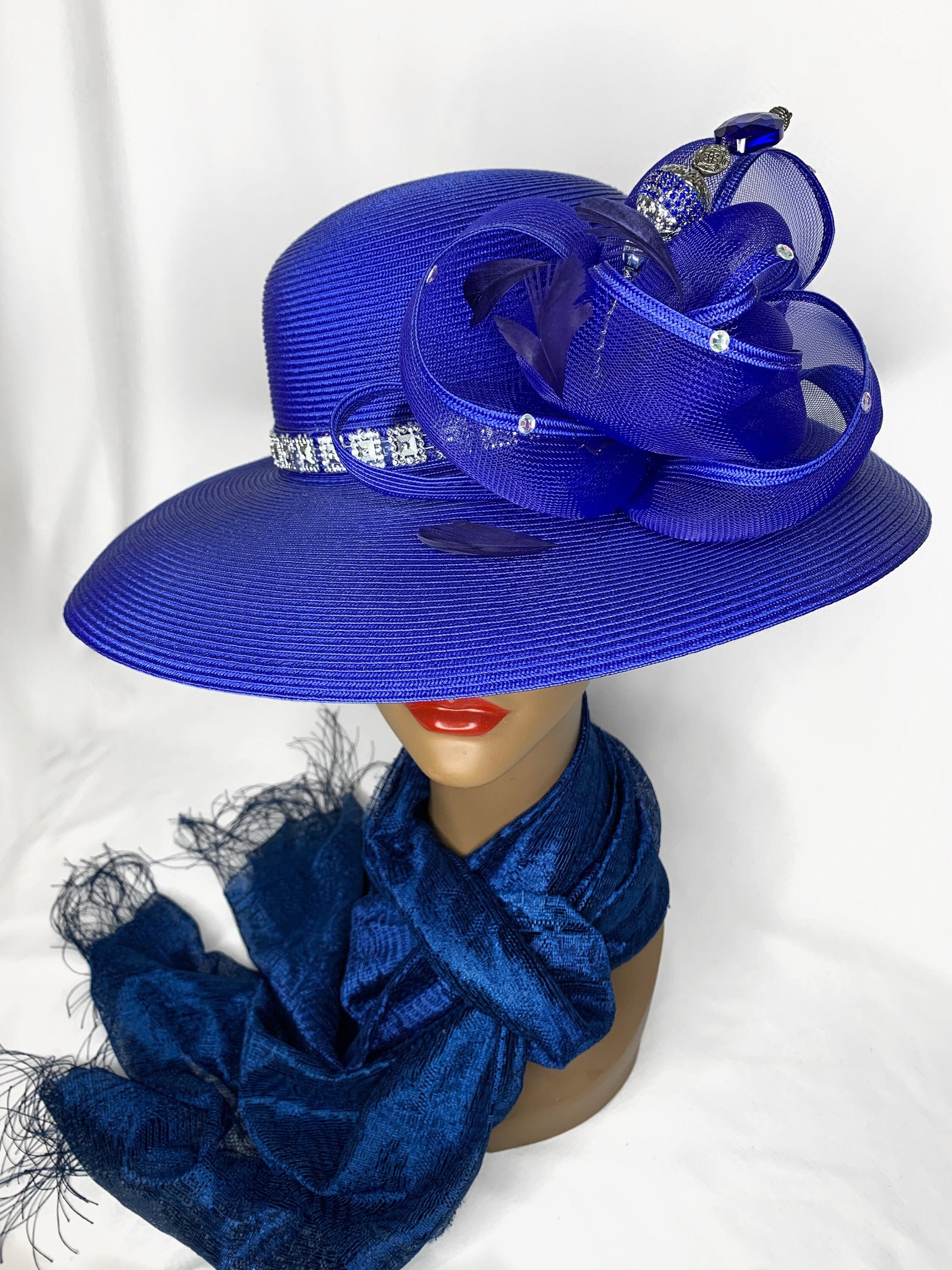 Easter Sunday Custom Hat Royal Blue Hat Derby Church Hat Couture Hat ...