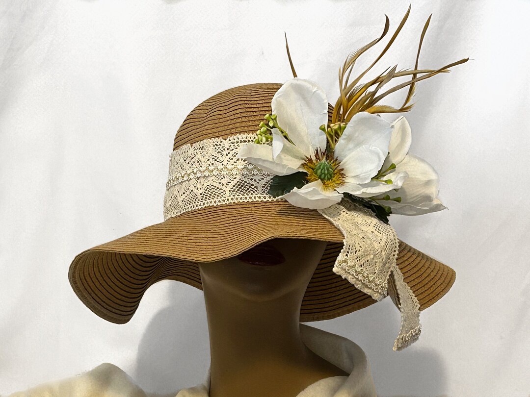 Easter Sunday Custom Hat| Dark Beige| Derby| Church Hat| Couture Hat ...