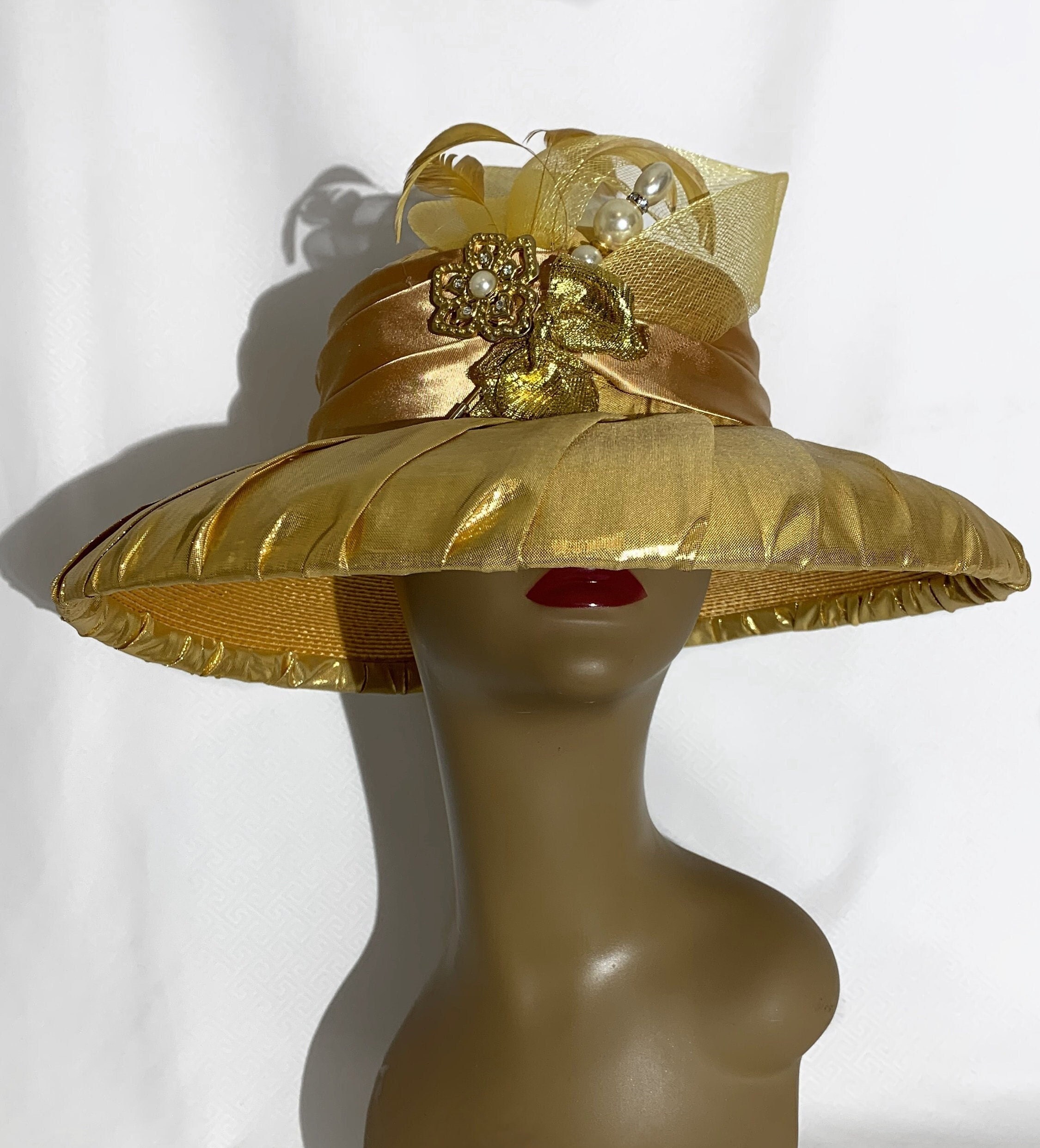 Easter Sunday Custom Hat| Gold Hat | Derby| Church Hat| Couture Hat ...