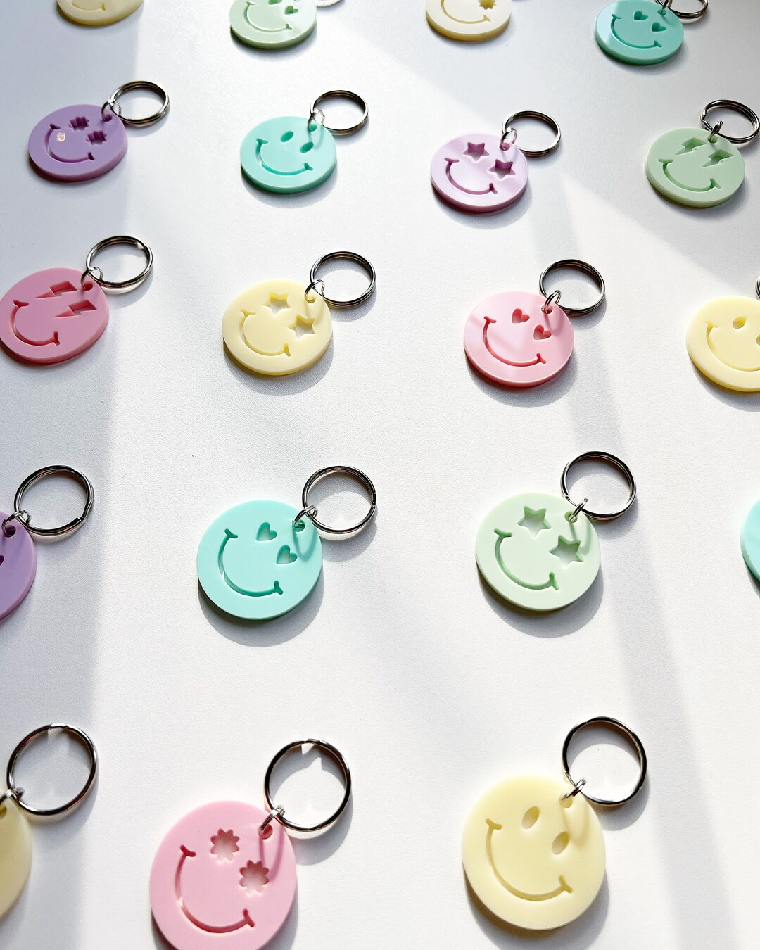 Pastel Acrylic Face Keychains | Bag Tag | Backpack Tag | 90s | Retro ...