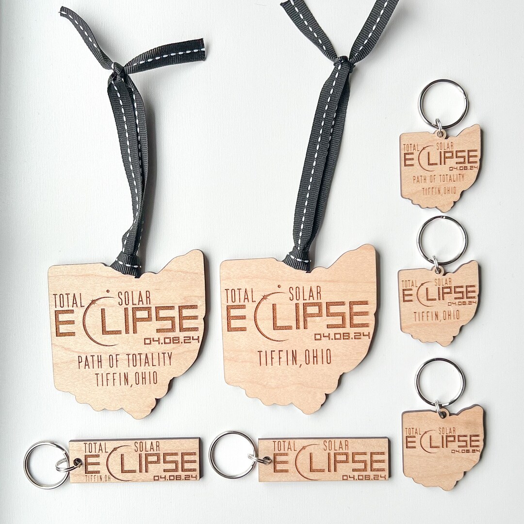 Total Solar Eclipse Ornaments and Keychains Ohio Tiffin, Ohio Path of ...