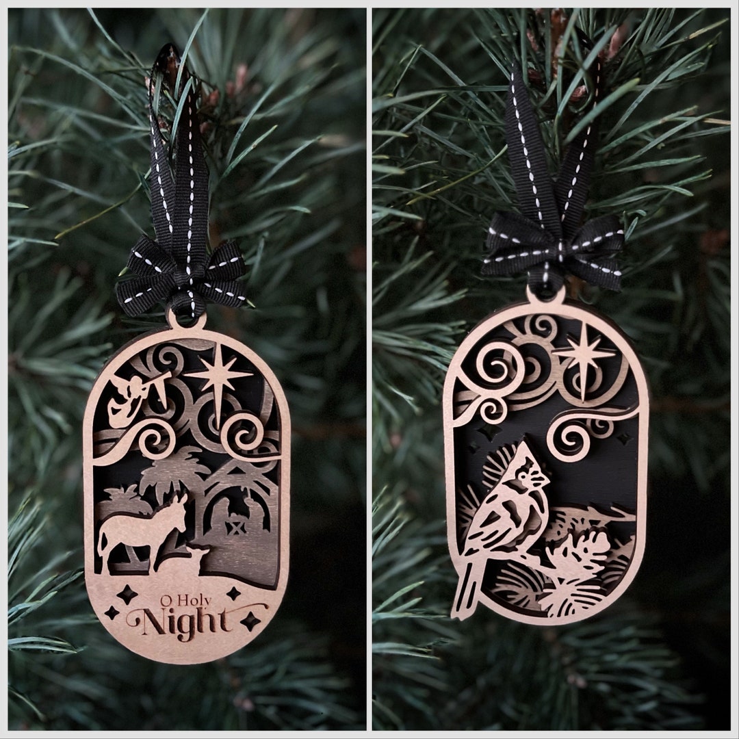 Triple Layered Laser Cut Ornaments | Wooden Christmas Tree Decor | Gift ...