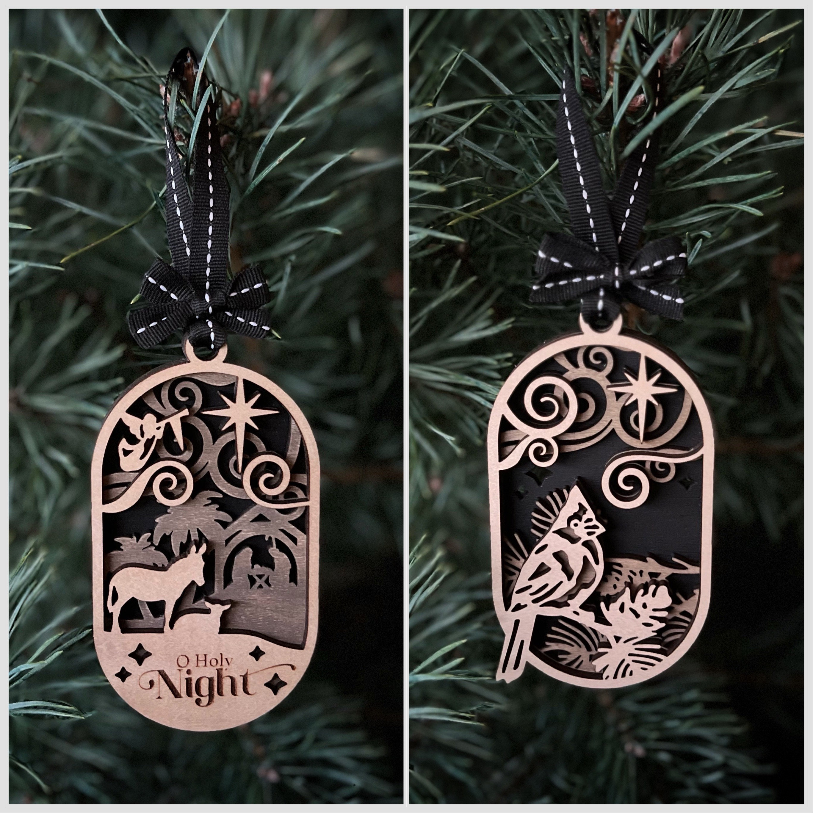 Triple Layered Laser Cut Ornaments | Wooden Christmas Tree Decor | Gift ...