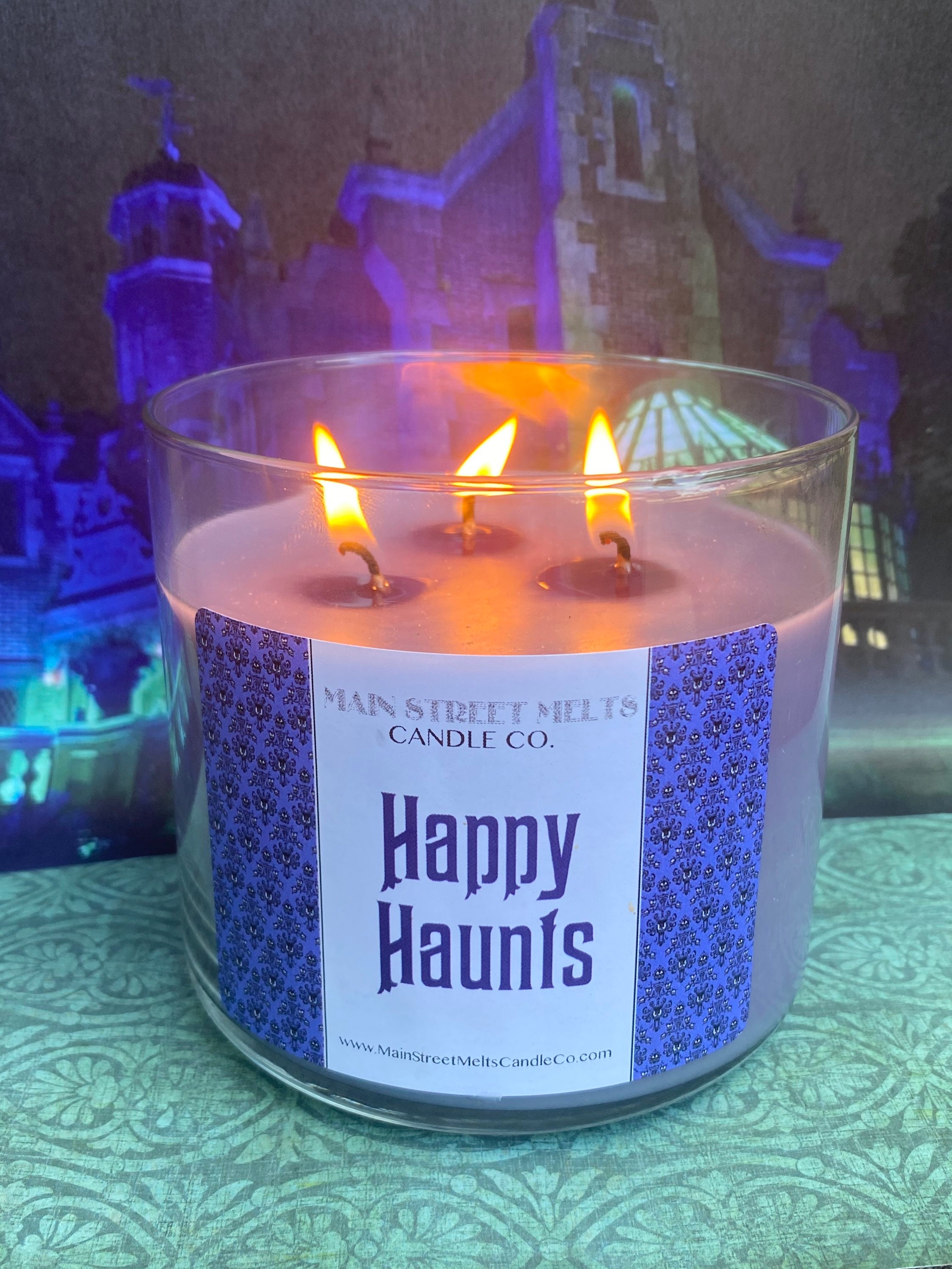 HAPPY HAUNTS Candle 3-wick 18oz Jar Natural Soy Wax Main - Etsy