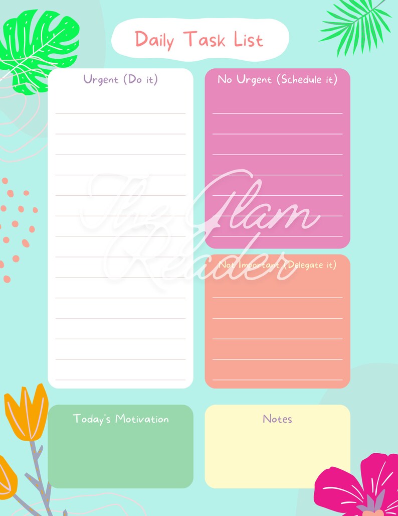 Daily Task List Tropical Theme - Etsy