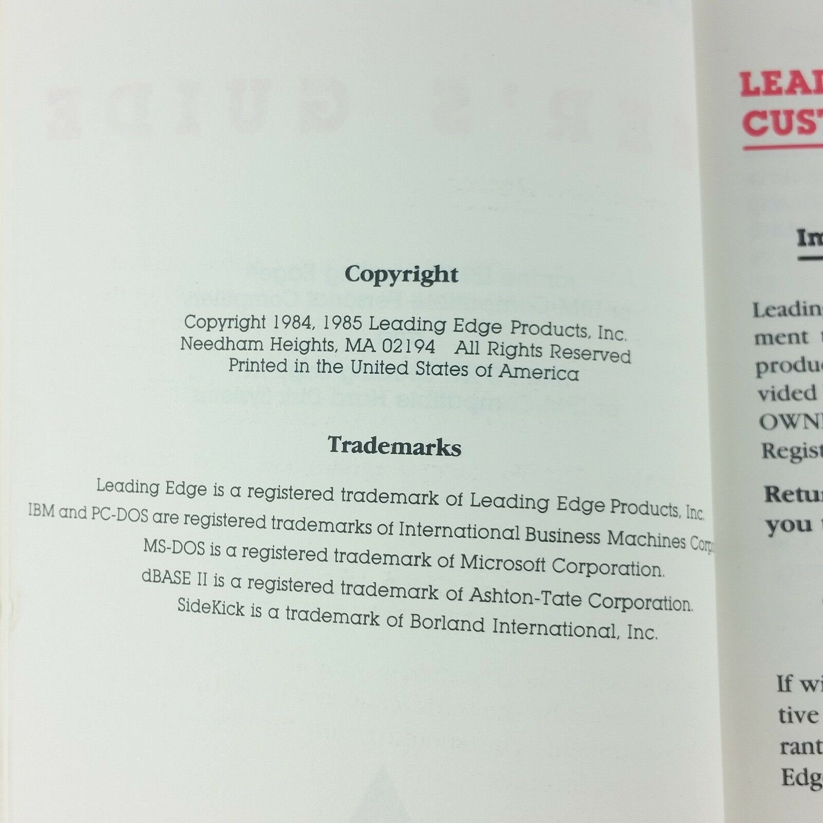 Leading Edge Word Processing User Guide IBM Vintage Computing 1985 Book ...