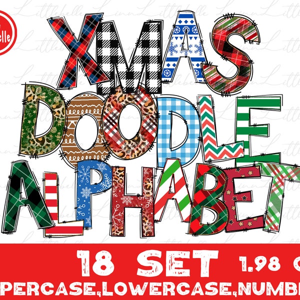 Christmas Alpha Clipart - Etsy