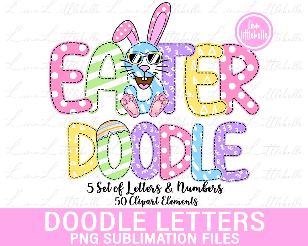 Easter Doodle Letters Clip Art PNG Files, Easter Alphabet Letters ...