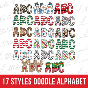 Christmas Doodle Alphabet Png Files, Christmas Letters Png, Christmas ...