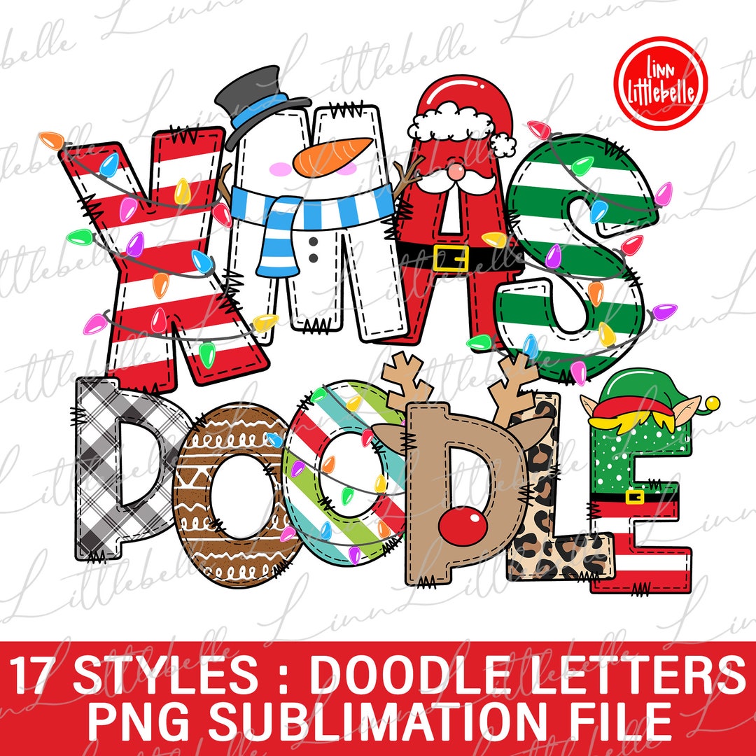 Christmas Doodle Alphabet Png Files, Christmas Letters Png, Christmas ...
