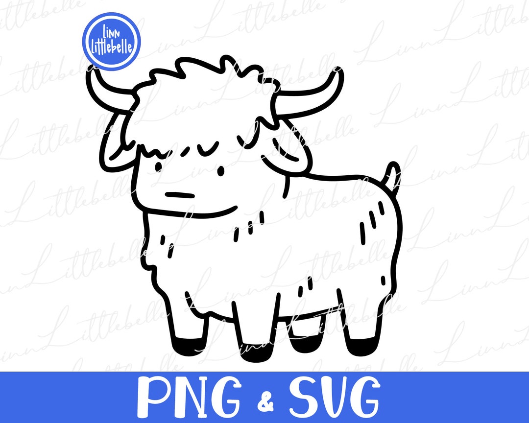 Cute Highland Cow Outline Svg Png Highland Cow Svg Highland Cow Clipart ...