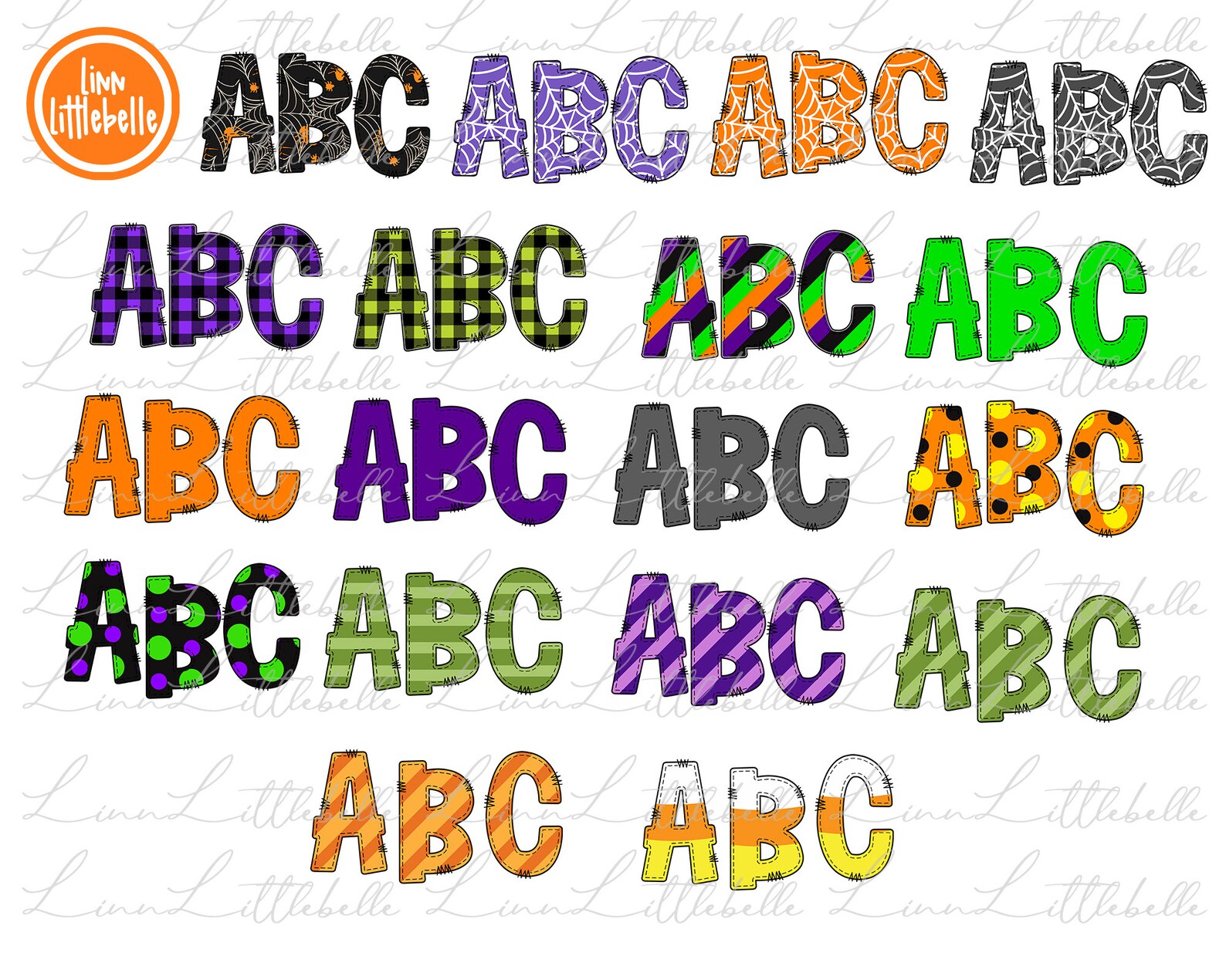 Halloween Doodle Letters Alphabet PNG, Sublimation, Halloween Letters ...