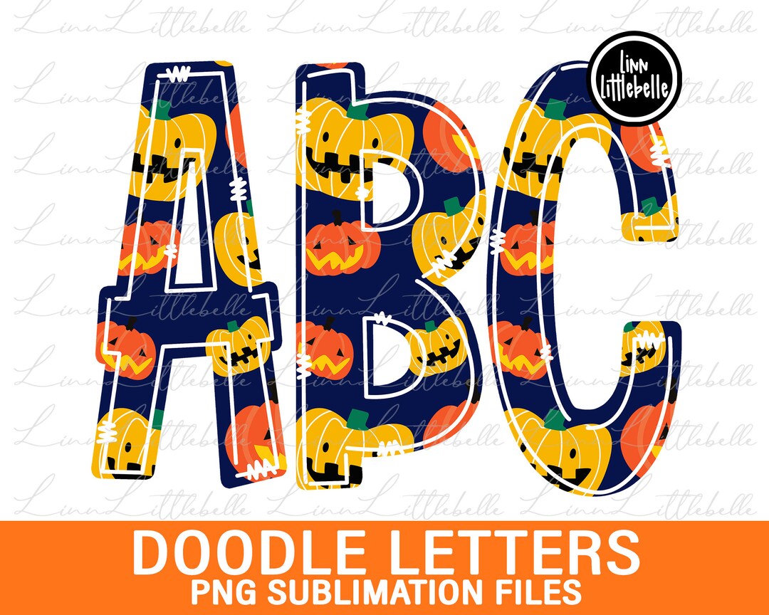 Doodle Alphabet Png, Doodle Letters PNG, Sublimation, Transparent ...