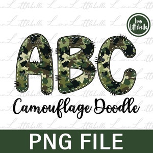 Camo Doodle Letters Clip Art PNG Files, Camo Alphabet Letters, Doodle ...
