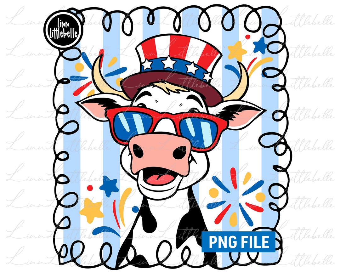 Cow 4th July Png, Patriotic Design, 4th of July Sublimation, USA ...