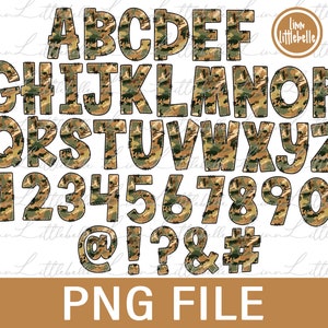 Camo Doodle Letters Clip Art PNG Files, Camo Alphabet Letters, Doodle ...