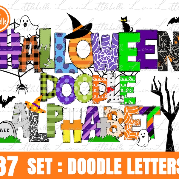 Halloween Doodle Alphabet - Etsy
