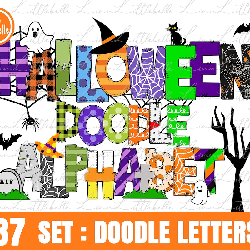 Halloween Doodle Alphabet - Etsy