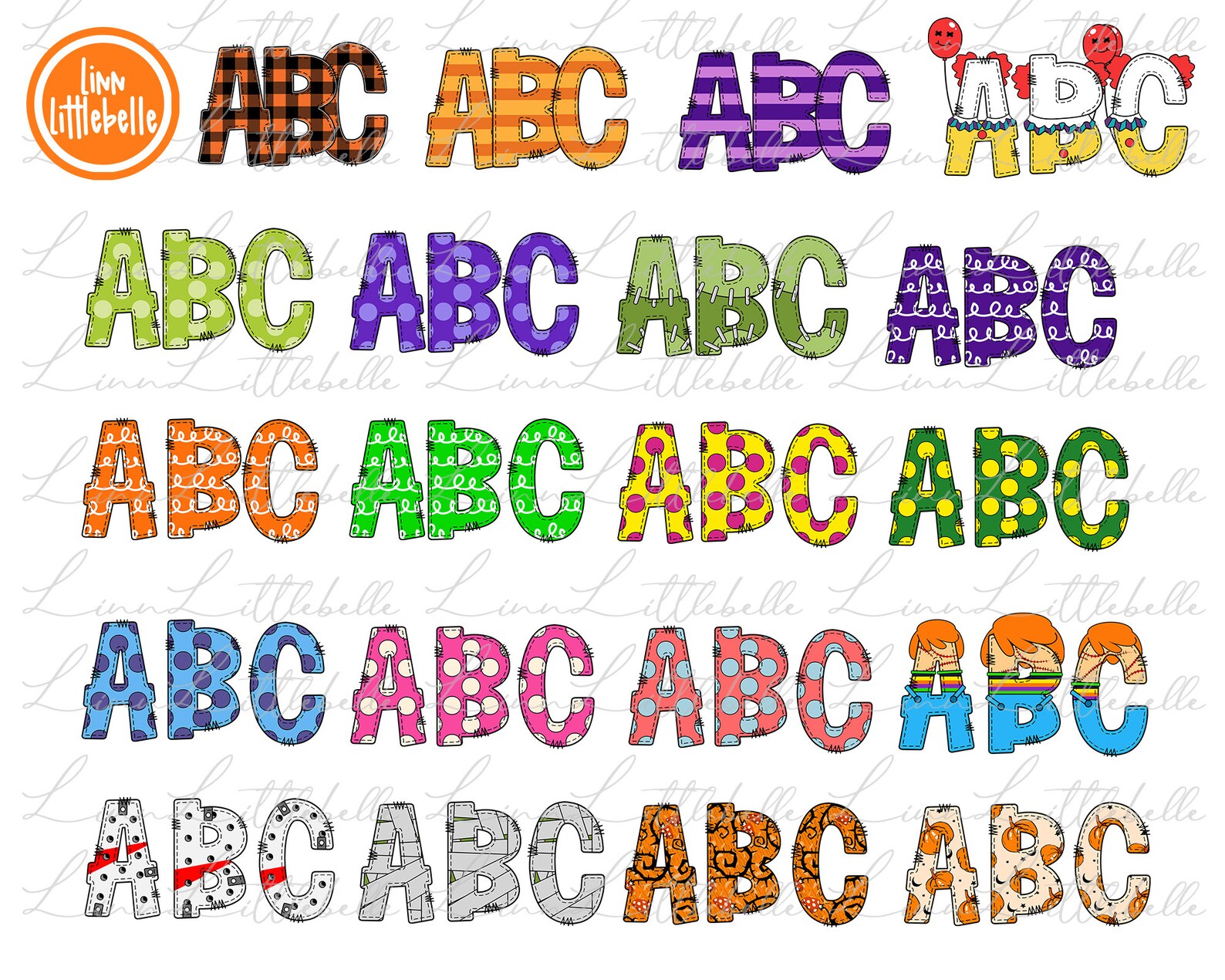 Halloween Doodle Letters Alphabet PNG, Sublimation, Halloween Letters ...